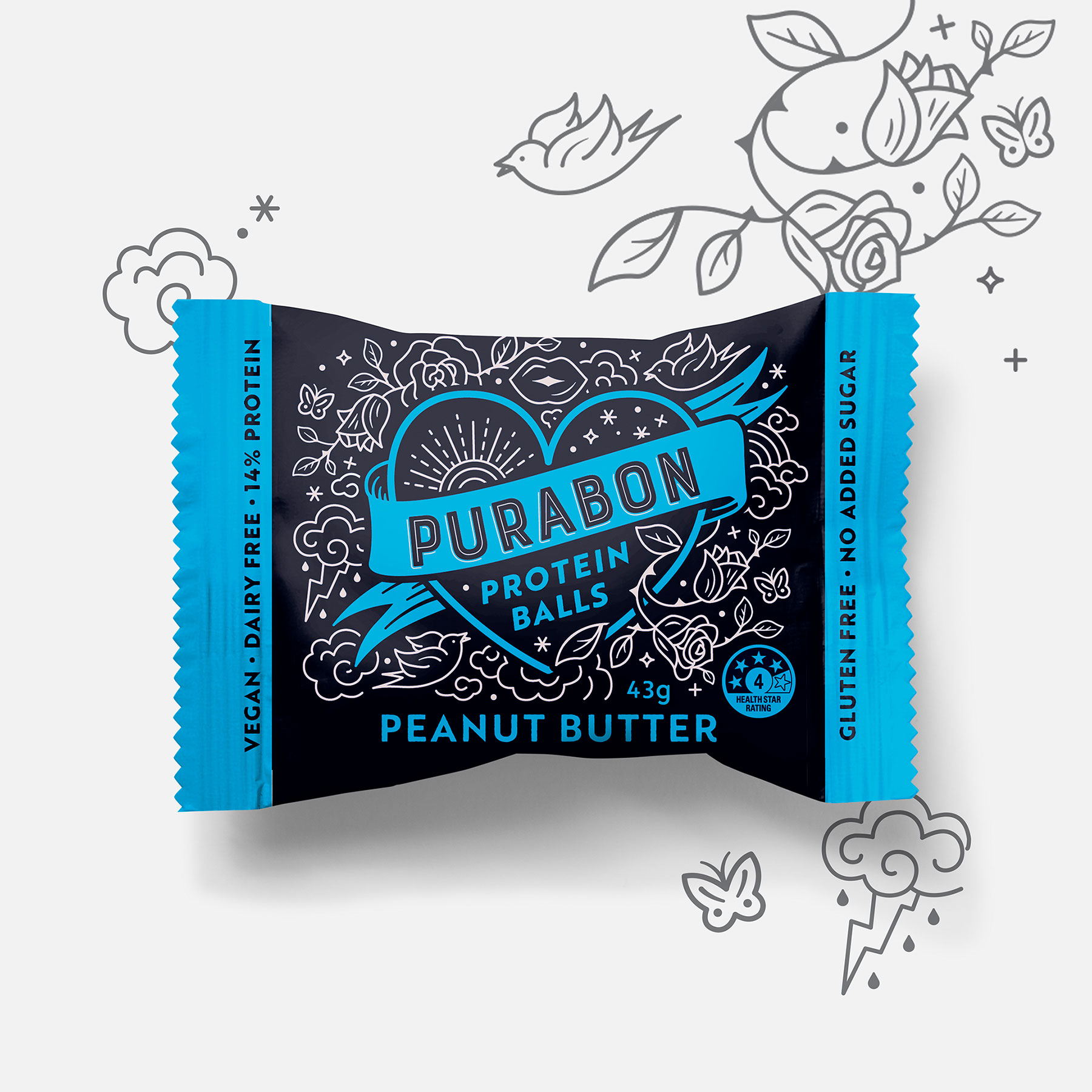 Purabon's Protein Balls Come With a Bold Tattoo-Inspired Look - DIELINE