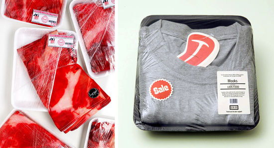 Shrink-wrapped Meat Tray Packaging for Clothes - DIELINE