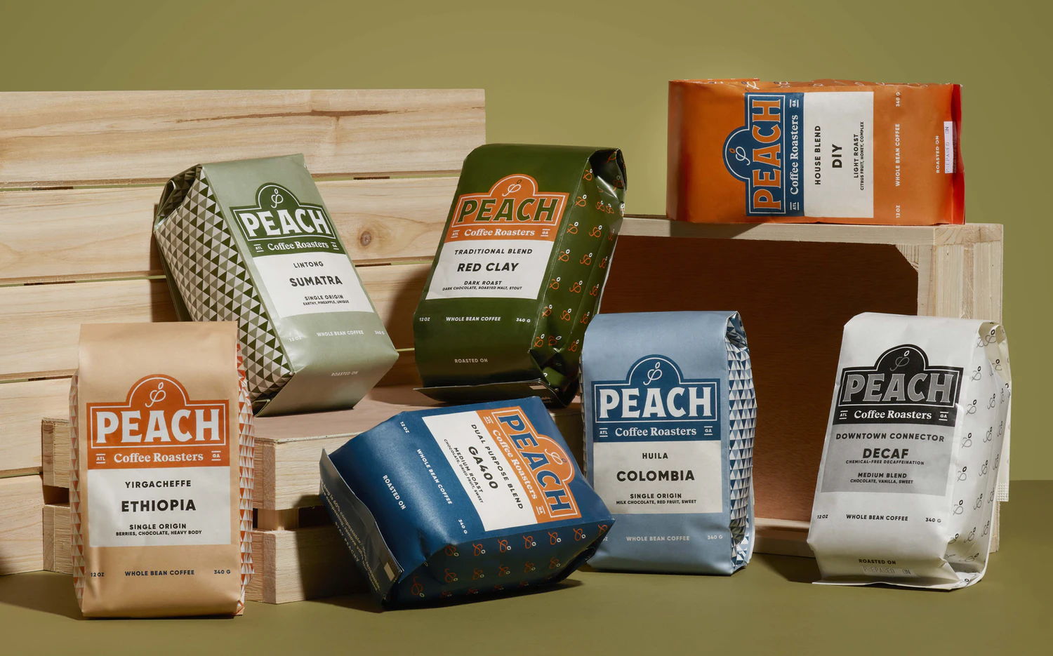 Peach Coffee Roasters' Refreshed Packaging Design Visually Mimics The ...