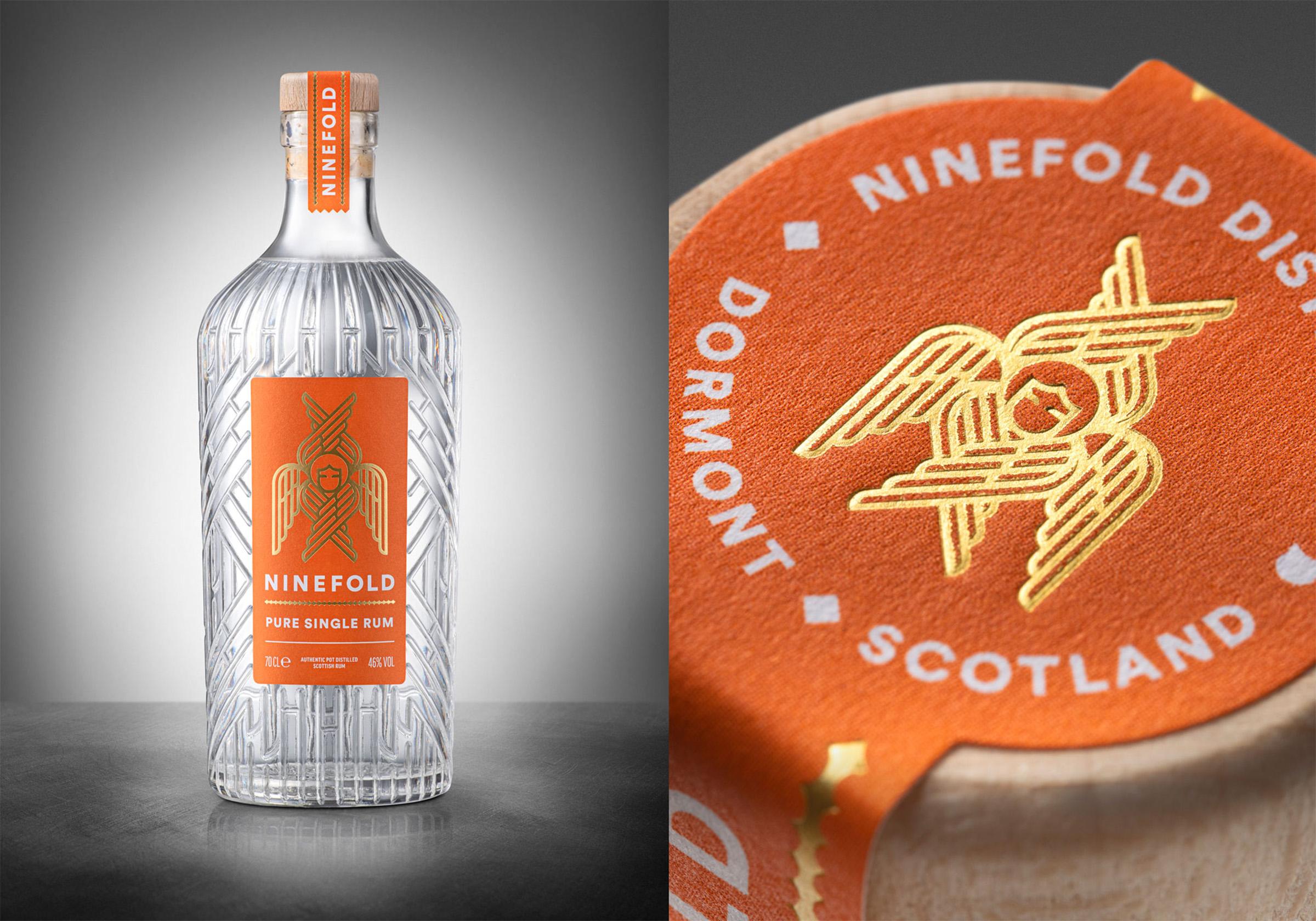 Ninefold Rum's Uncluttered, Premium Packaging Design - DIELINE