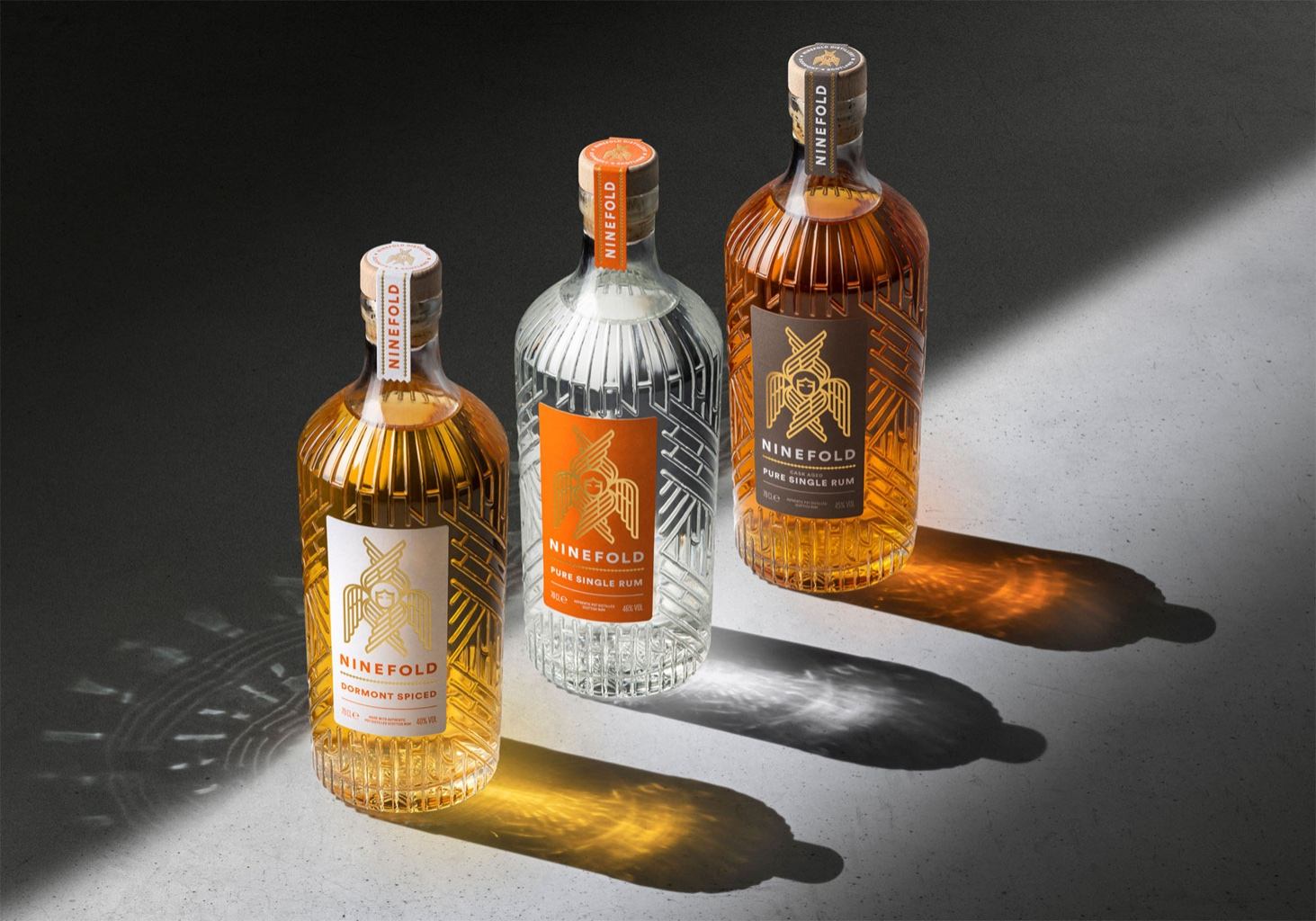Ninefold Rum's Uncluttered, Premium Packaging Design - DIELINE