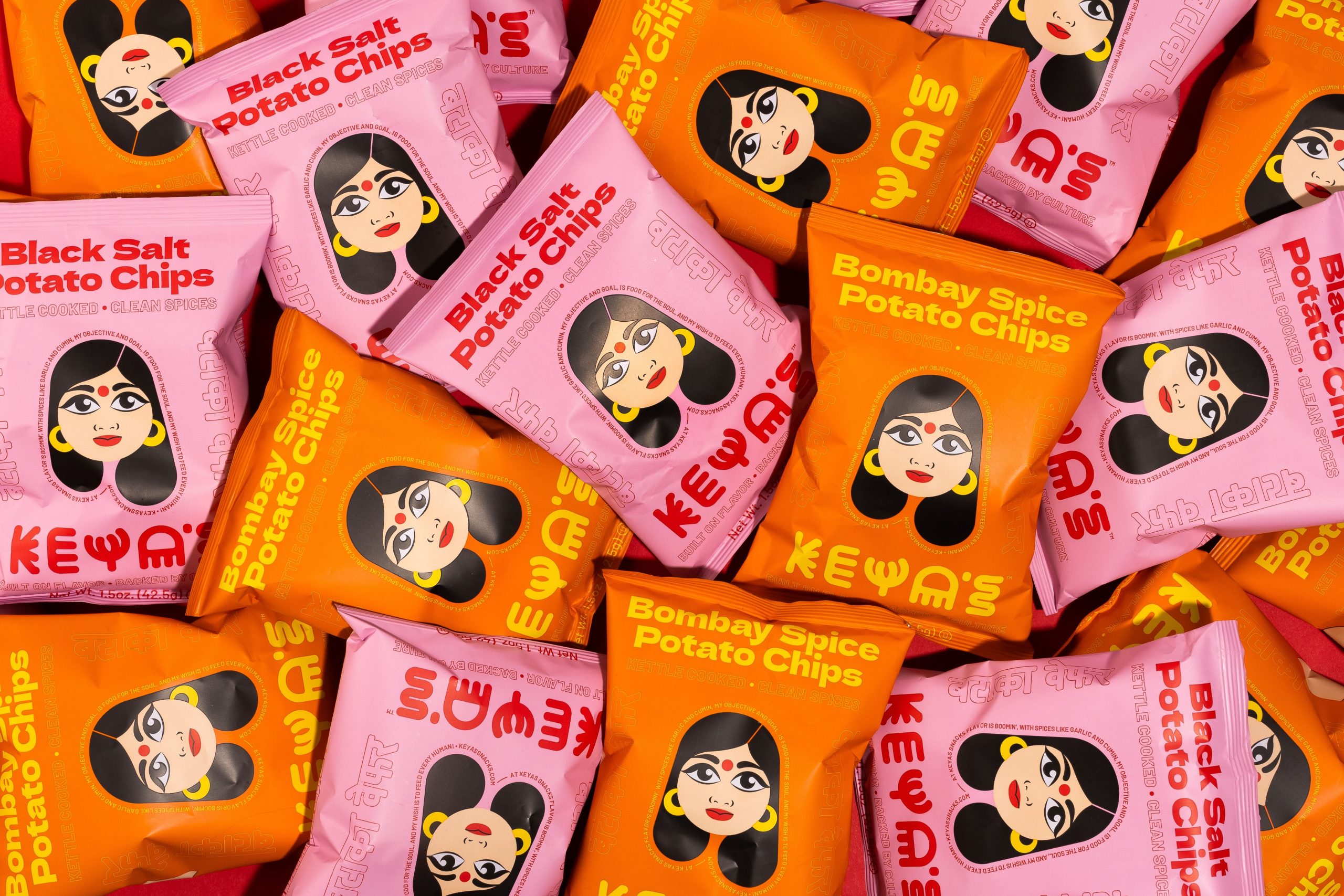 Keya’s Snacks Shouts in Hot Pink and Spice - DIELINE